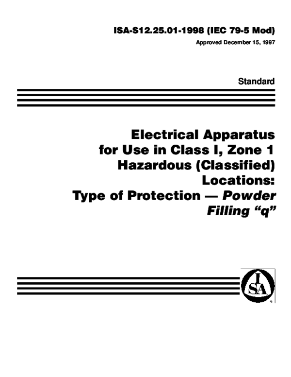 (PDF) Standard Electrical Apparatus for Use in Class I, Zone 1 ...