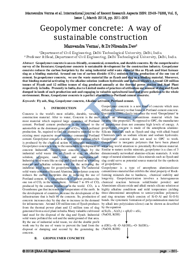 (PDF) Geopolymer concrete: A way of sustainable construction