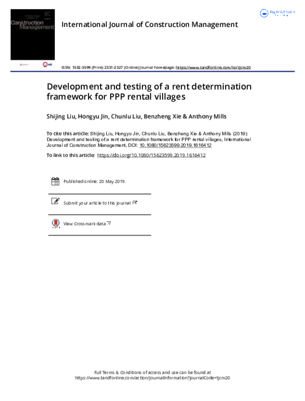 (PDF) Development and testing of a rent determination framework for PPP ...
