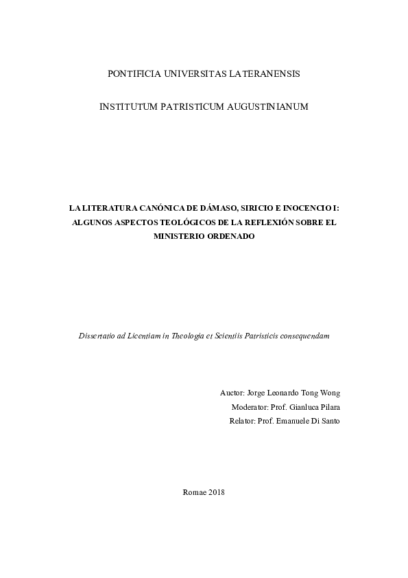(PDF) LA LITERATURA CANÓNICA DE DÁMASO, SIRICIO E INOCENCIO I: ALGUNOS ...