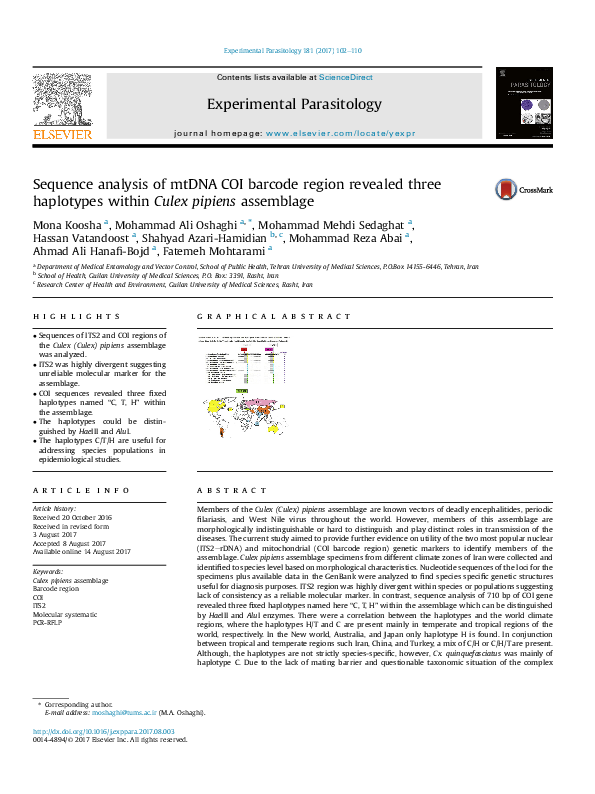 (PDF) Sequence analysis of mtDNA COI barcode region revealed three ...