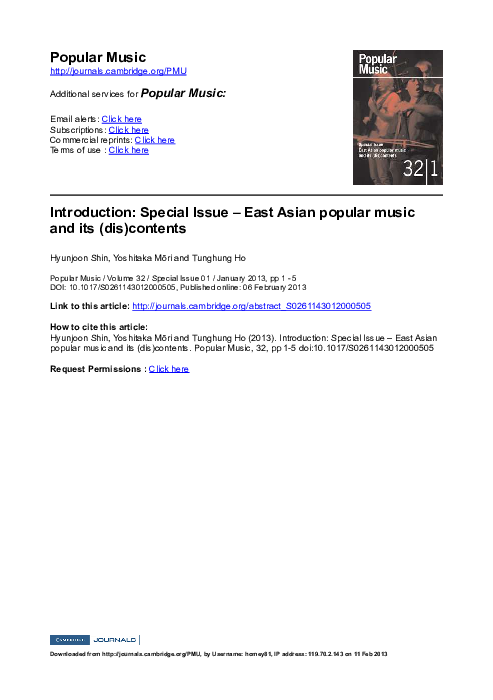 (PDF) East Asian popular music and its discontents