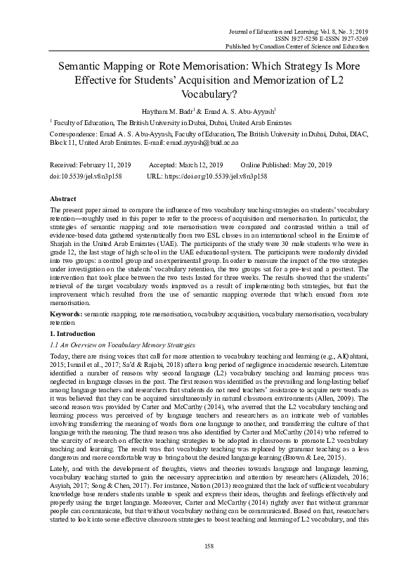 (PDF) Semantic Mapping or Rote Memorisation: Which Strategy Is More ...