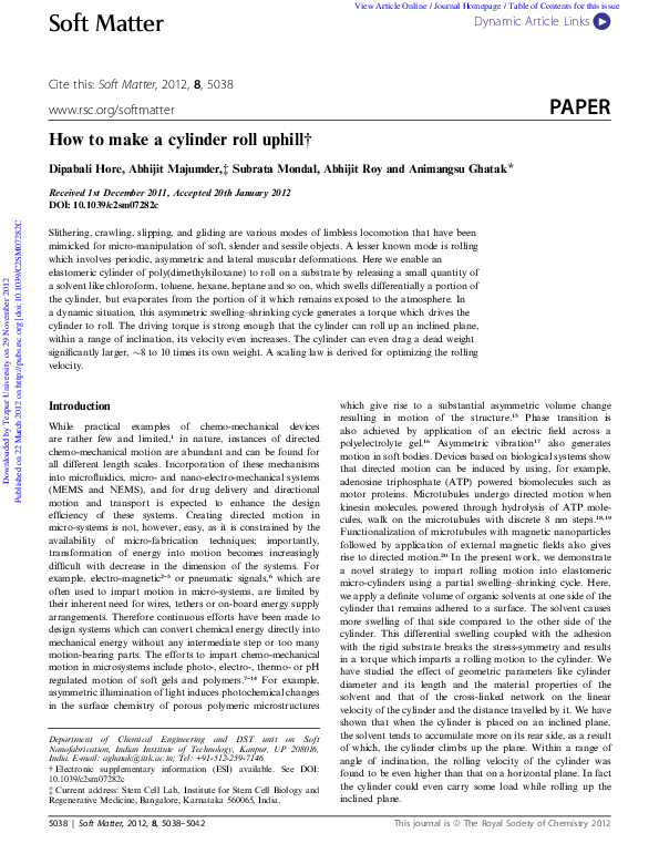 (PDF) How to make a cylinder roll uphill