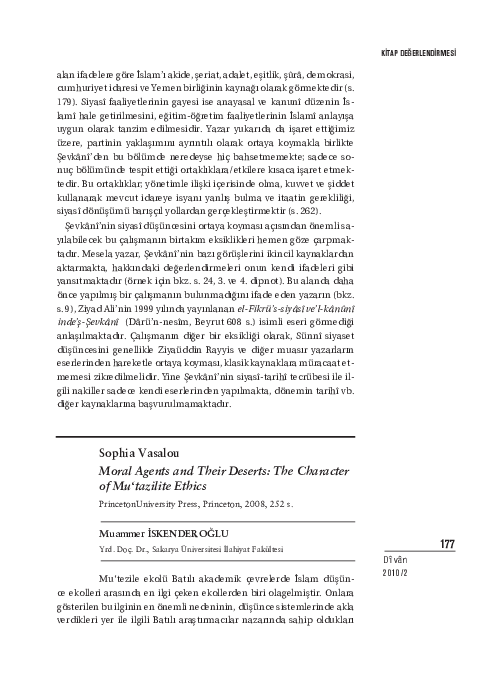 (PDF) İskenderoğlu, Muammer. "Sophia Vasalou. Moral Agents and Their ...