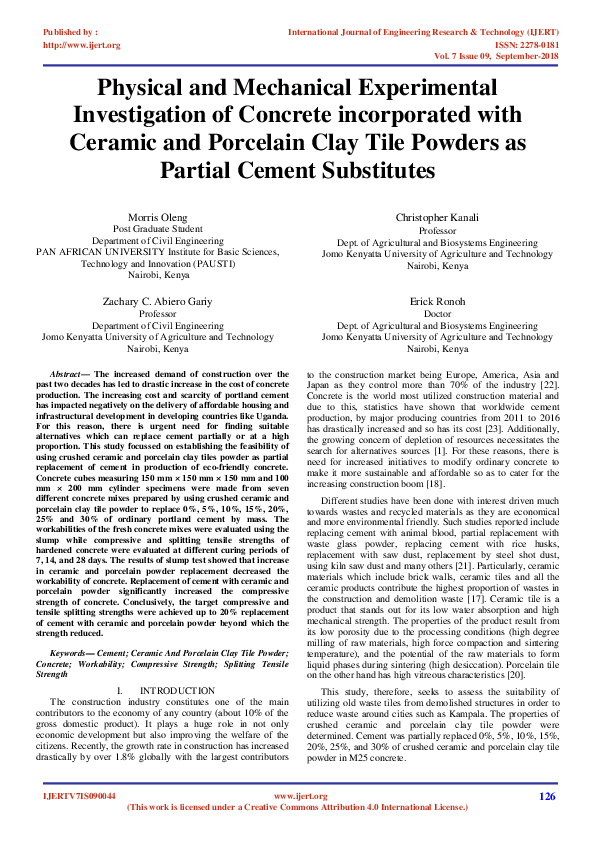 (PDF) IJERT-Physical and Mechanical Experimental Investigation of Concrete incorporated with ...