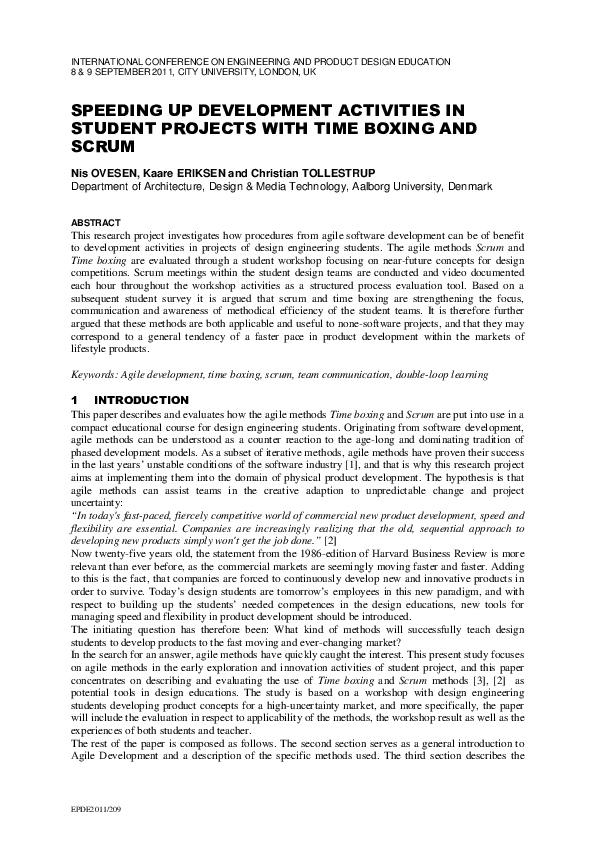 (PDF) SPEEDING UP DEVELOPMENT ACTIVITIES IN STUDENT PROJECTS WITH TIME BOXING AND SCRUM