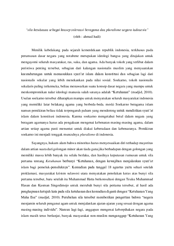 (DOC) TOLERANSI BERAGAMA DAN PLURALISME