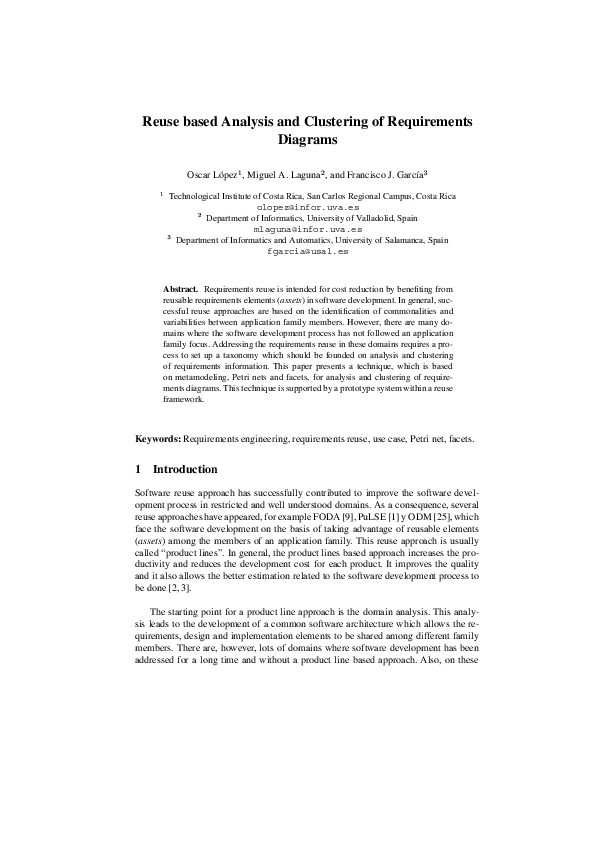 (PDF) Reuse based Analysis and Clustering of Requirements Diagrams