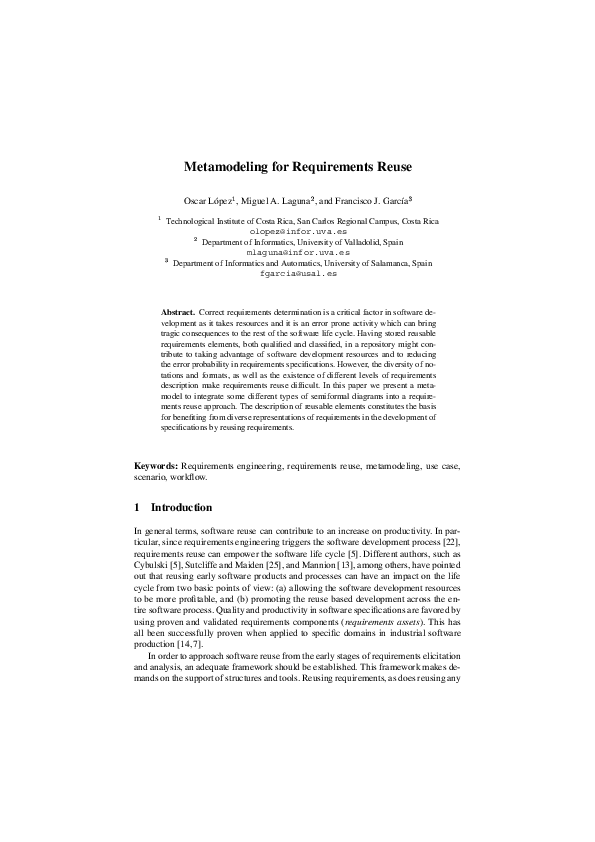 (PDF) Metamodeling for requirements reuse