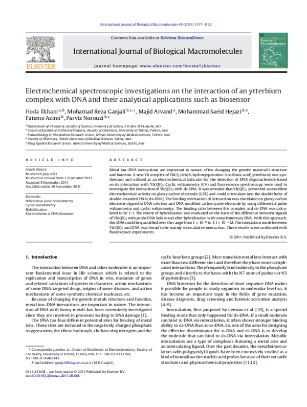 (PDF) Electrochemical spectroscopic investigations on the interaction of an ytterbium complex ...