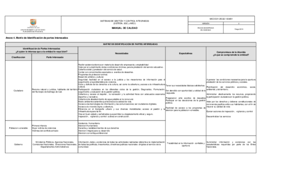 Análisis De Las Partes Interesadas En Formato Pdf 4.1 El Contexto De