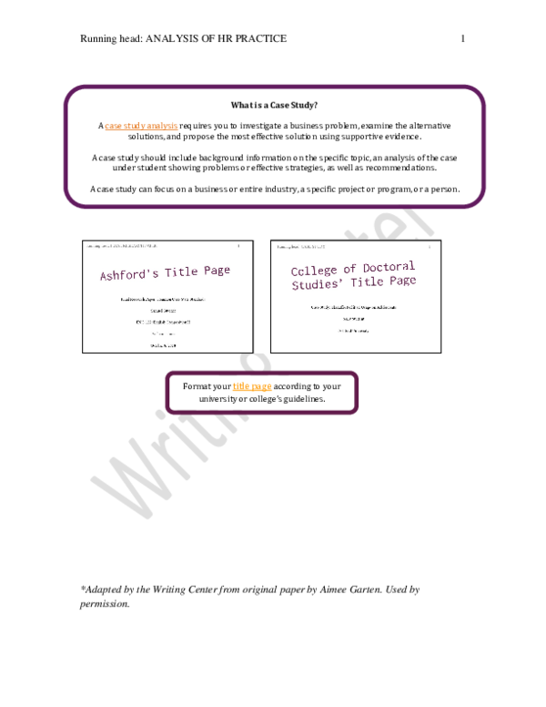 (PDF) Sample Case Study Analysis