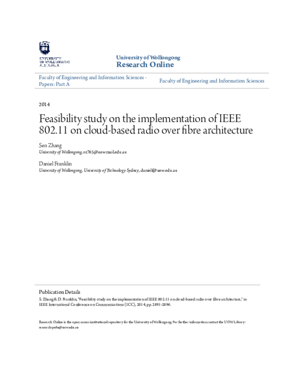 (PDF) Feasibility study on the implementation of IEEE 802.11 on cloud-based radio over fibre ...