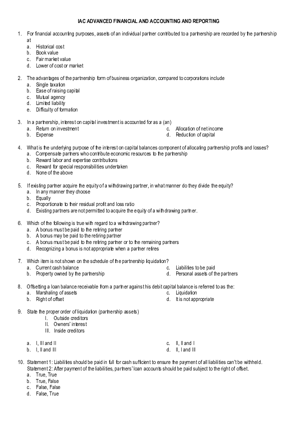 (DOC) IAC ADVANCED FINANCIAL AND ACCOUNTING AND REPORTING