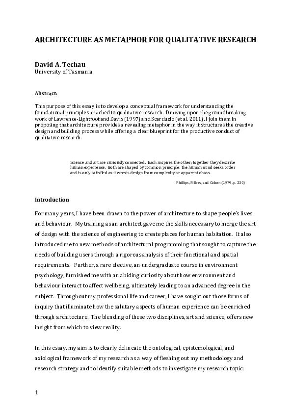 (DOC) ARCHITECTURE AS METAPHOR FOR QUALITATIVE RESEARCH