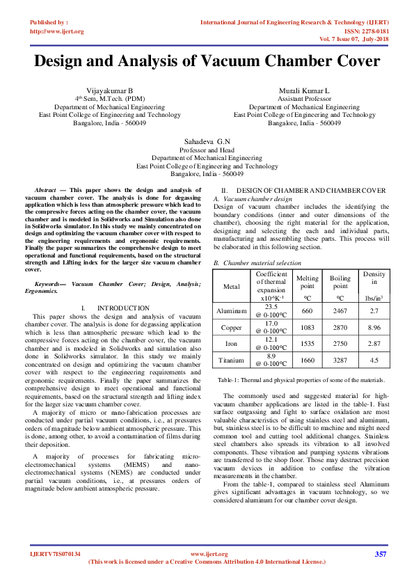 (PDF) IJERT-Design and analysis of vacuum chamber cover