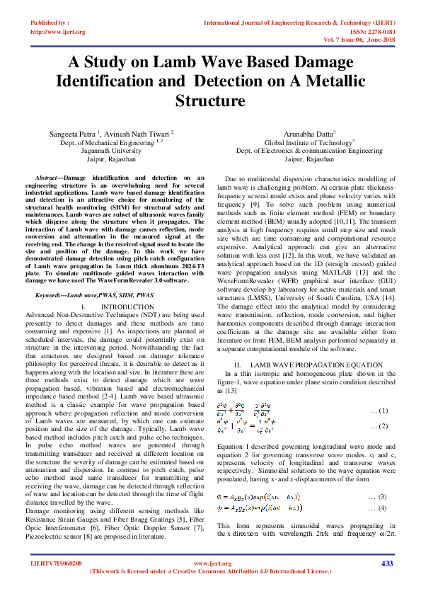 (PDF) IJERT-A Study on Lamb Wave Based Damage Identification and Detection on A Metallic ...