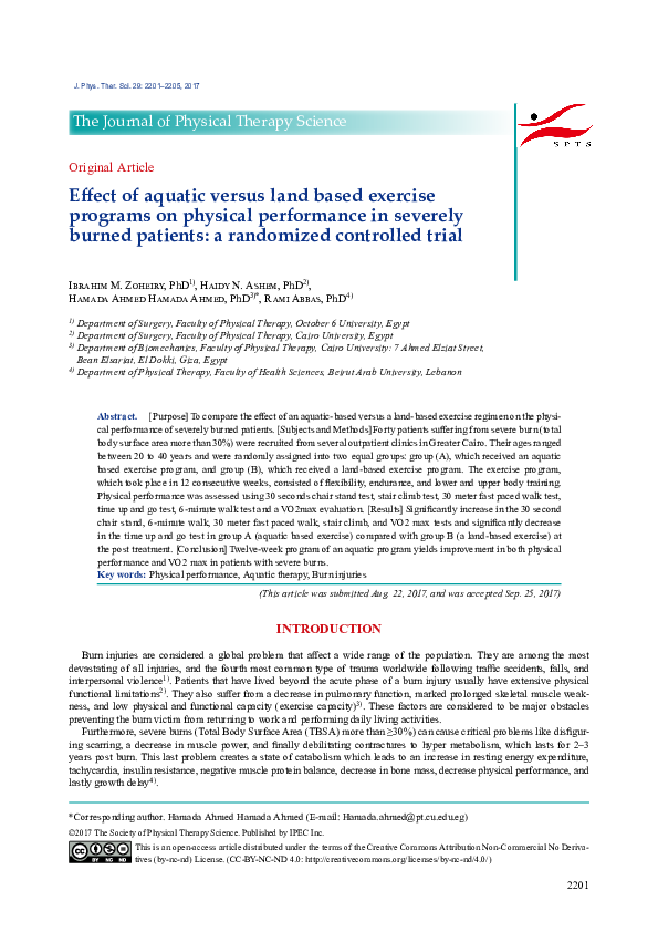(PDF) Effect of aquatic versus land based exercise programs on physical performance in severely ...