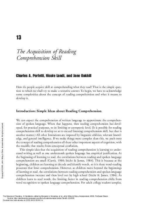 (PDF) The Acquisition of Reading Comprehension Skill Introduction ...