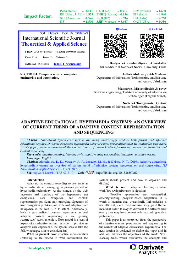 (PDF) ADAPTIVE EDUCATIONAL HYPERMEDIA SYSTEMS: AN OVERVIEW OF CURRENT TREND OF ADAPTIVE CONTENT ...
