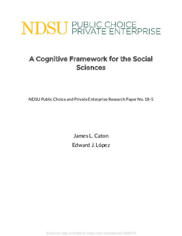 (PDF) A Cognitive Framework for the Social Sciences