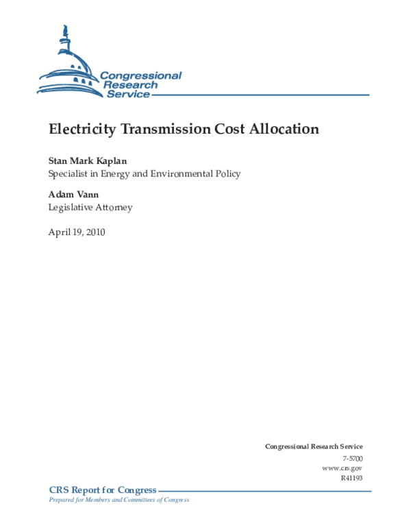 Pdf Electricity Transmission Cost Allocation Stan Kaplan