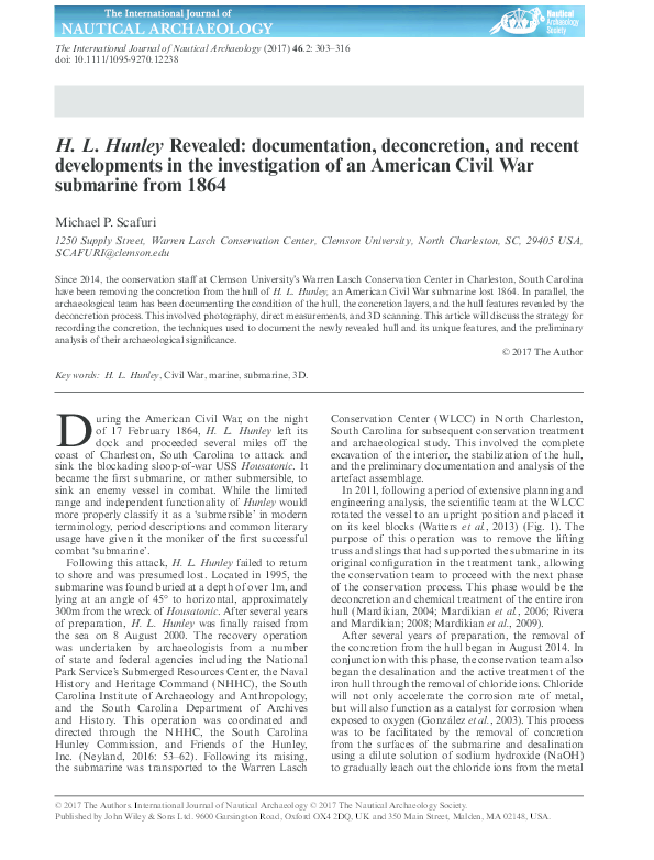 (PDF) H. L. Hunley Revealed: documentation, deconcretion, and recent ...