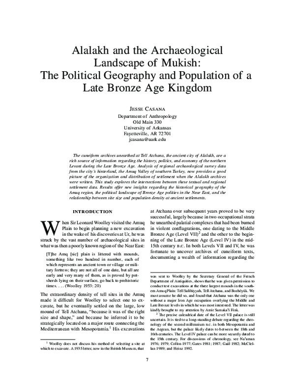 (PDF) Alalakh and the archaeological landscape of Mukish: The political ...
