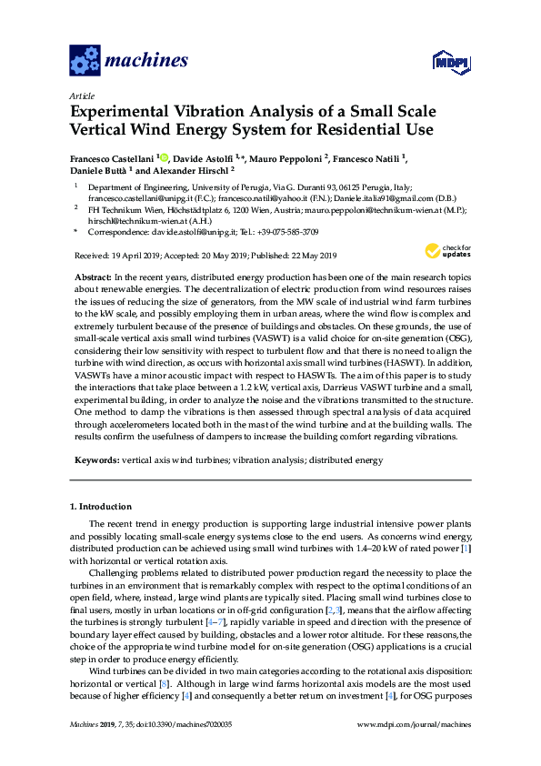 (PDF) Experimental Vibration Analysis of a Small Scale Vertical Wind ...