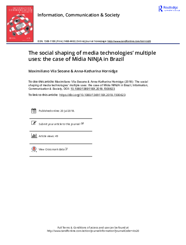 (PDF) The social shaping of media technologies’ multiple uses: the case ...