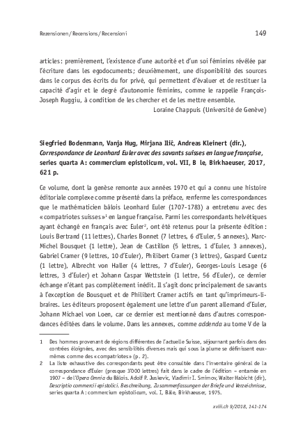 (PDF) Review of: Leonhard Euler. Opera Omnia. Correspondance, vol. VII ...