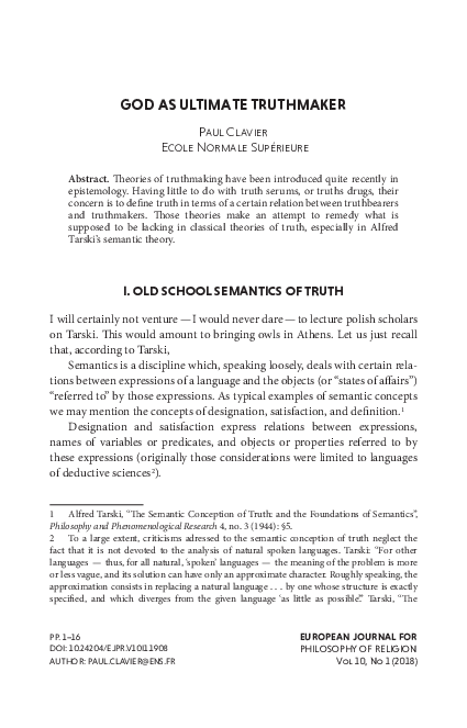 (PDF) GOD AS ULTIMATE TRUTHMAKER