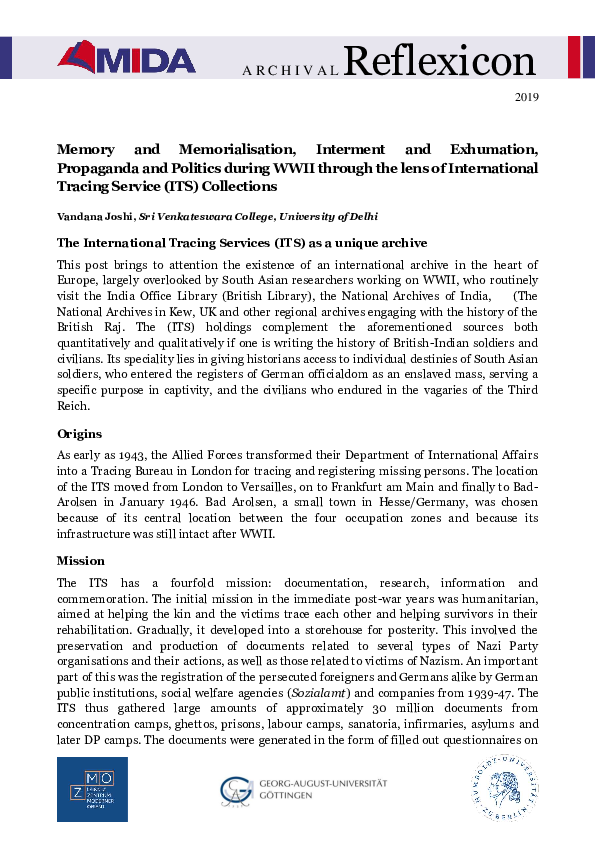 (PDF) Memory and Memorialisation, Interment and Exhumation, Propaganda ...