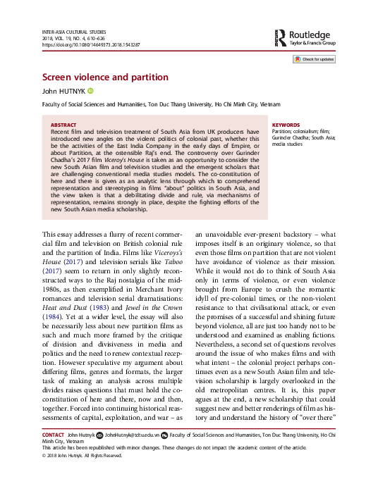 (PDF) Screen violence and partition