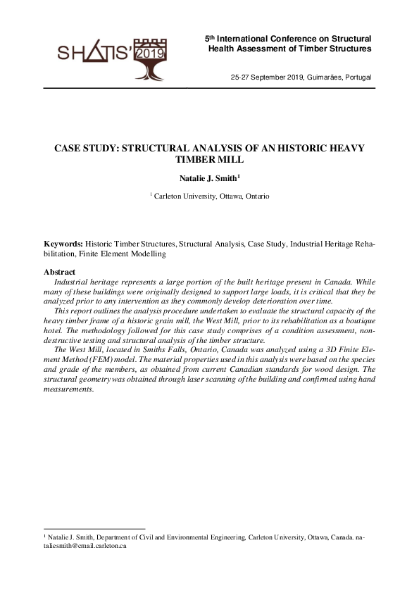 (PDF) CASE STUDY: STRUCTURAL ANALYSIS OF AN HISTORIC HEAVY TIMBER MILL