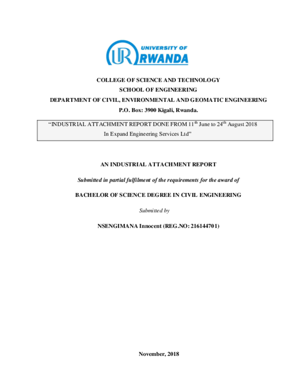 (PDF) Industrial Attachment Report submitted to University of Rwanda ...