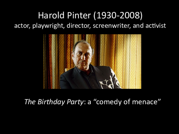 (PPT) Lecture Slides: Harold Pinter and The Birthday Party