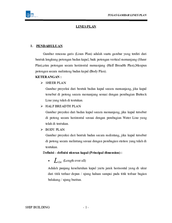 (DOC) LAPORAN LINES PLAN