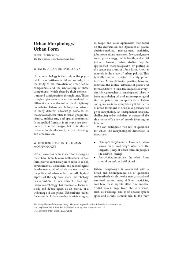 (PDF) Urban Morphology/ Urban Form