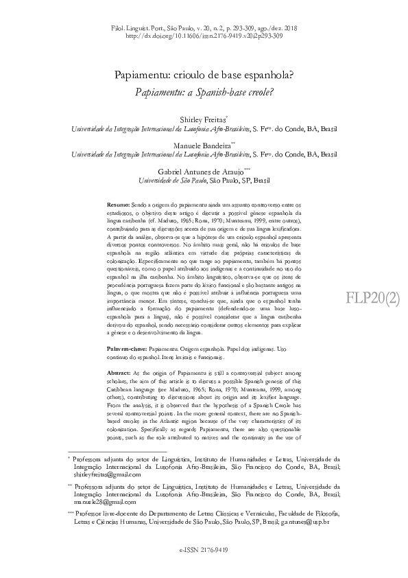 (PDF) Papiamentu: crioulo de base espanhola / Papiamentu: a Spanish ...