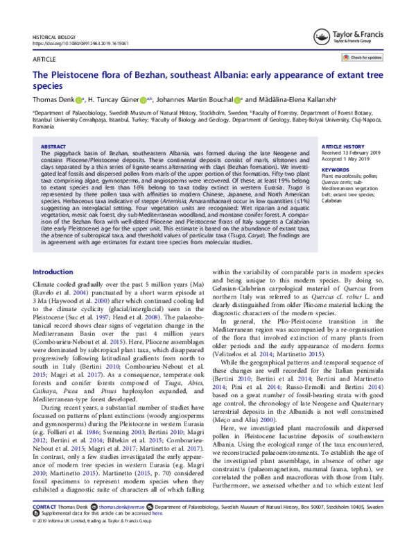 (PDF) The Pleistocene flora of Bezhan, southeast Albania: early ...