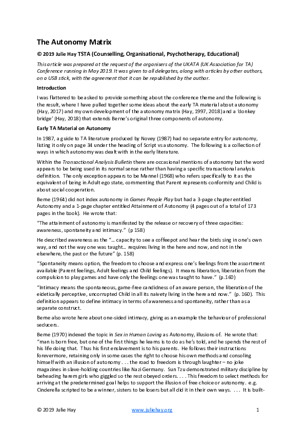 (PDF) The Autonomy Matrix (2019)