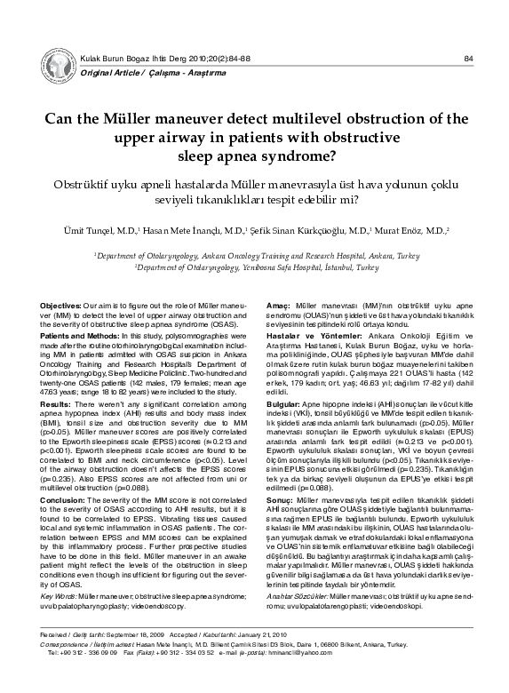 (PDF) Can the Müller maneuver detect multilevel obstruction of the ...