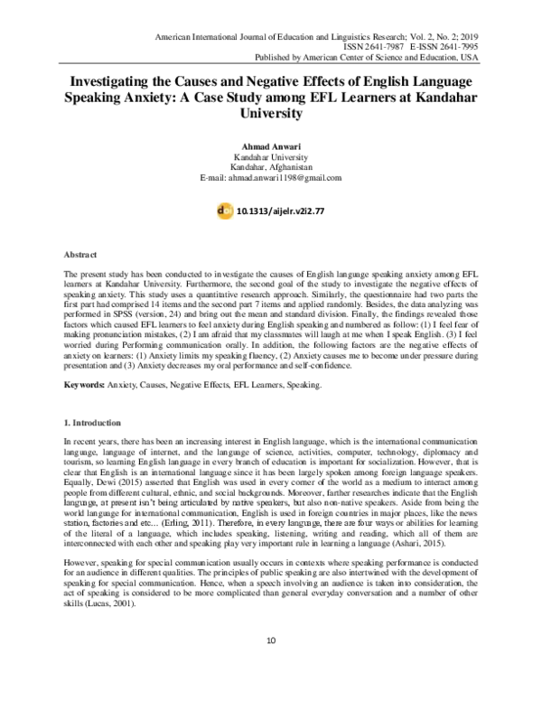 (PDF) Investigating the Causes and Negative Effects of English Language ...