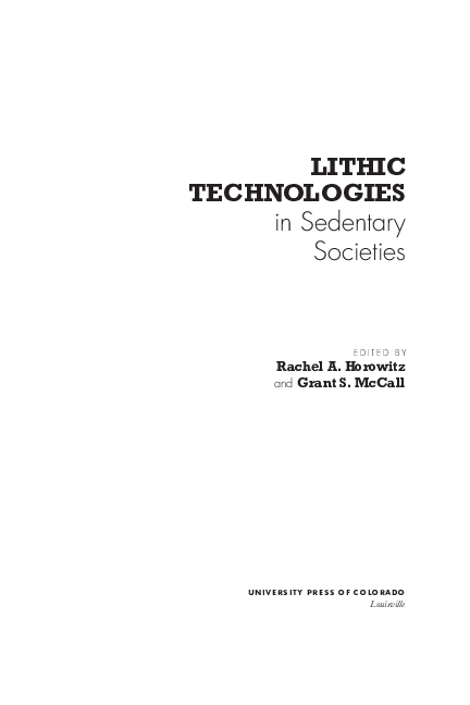 (PDF) Lithic Technologies in Sedentary Societies (TOC)