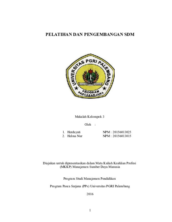 (DOC) PELATIHAN DAN PENGEMBANGAN SDM (DOC) PELATIHAN DAN PENGEMBANGAN SDM