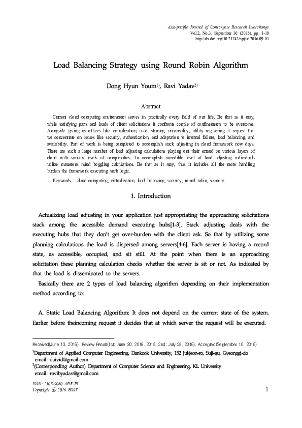 Pdf Load Balancing Strategy Using Round Robin Algorithm 0507
