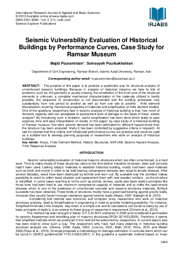 (PDF) Seismic Vulnerability Evaluation of Historical Buildings by ...