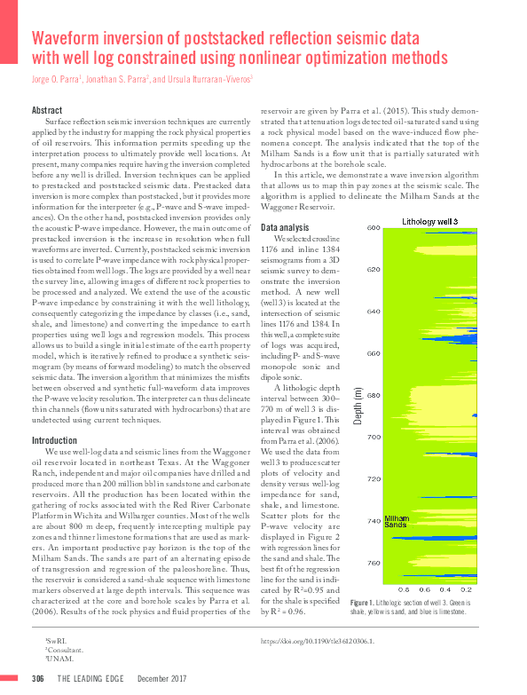 (PDF) Waveform inversion of poststacked reflection seismic data with well log constrained using ...